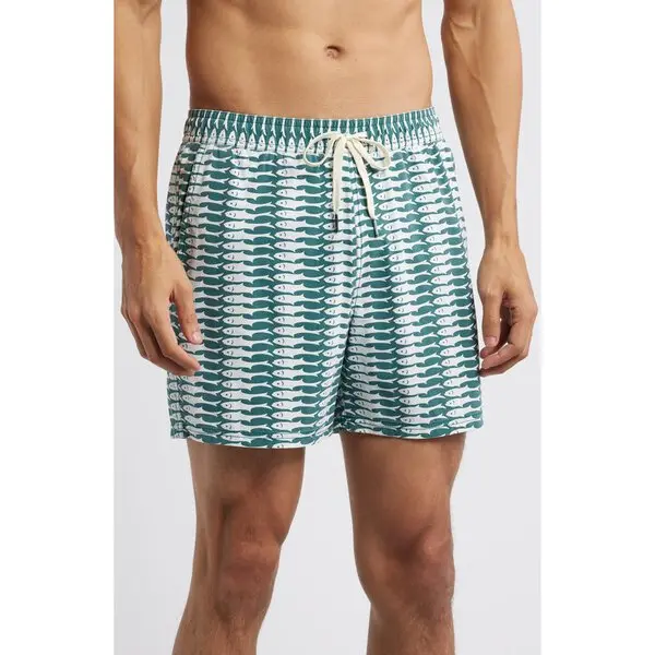FAIR HARBOR The Bungalow Water Repellent Swim Trunks - Green Sardine