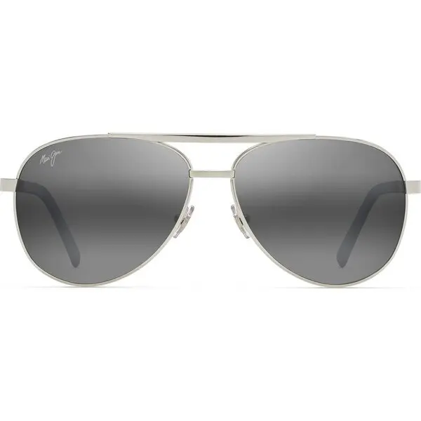 Maui Jim Seacliff 61mm Polarized Aviator Sunglasses - Silver/grey Gradient