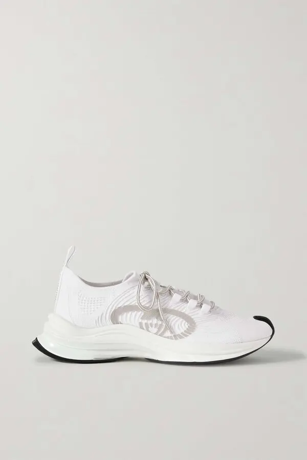 Gucci Run Rubber-trimmed Stretch-knit Sneakers