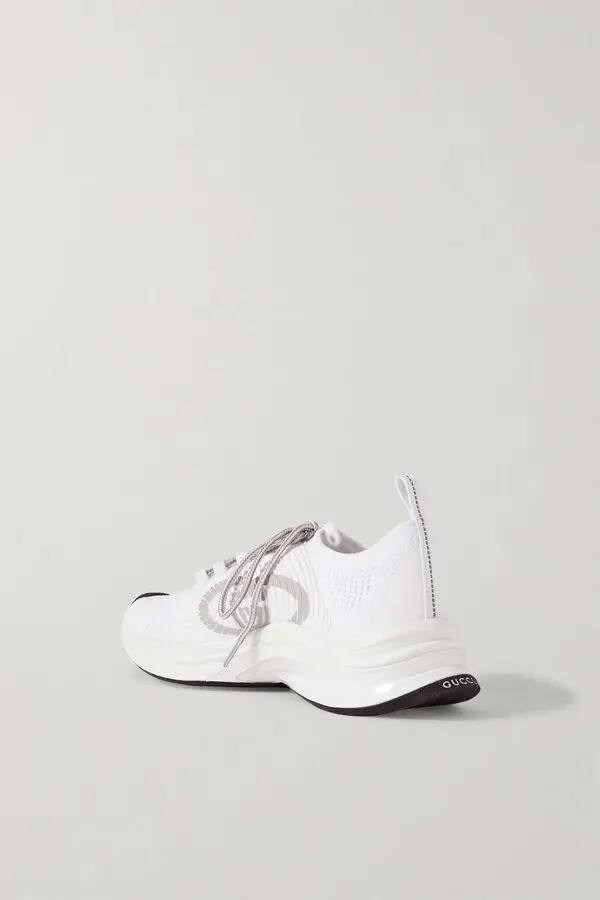 Gucci Run Rubber-trimmed Stretch-knit Sneakers