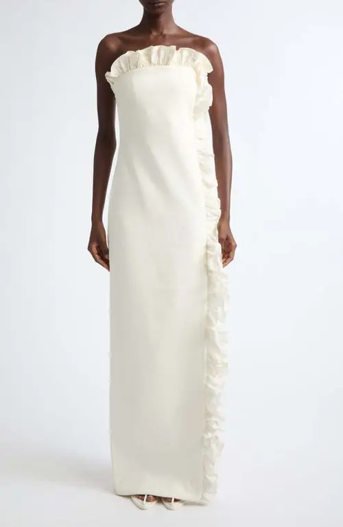 Cinq À Sept Drina Ruffle Column Gown - Ivory