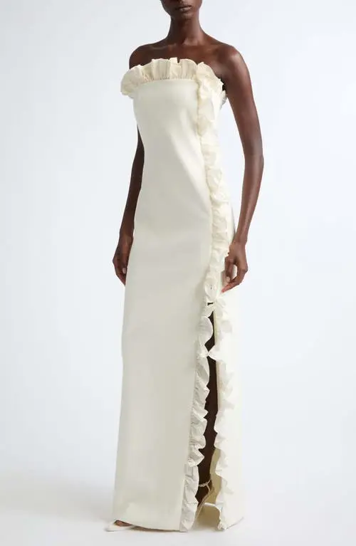 Cinq À Sept Drina Ruffle Column Gown - Ivory