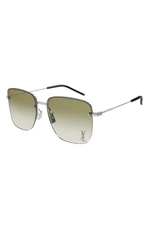Saint Laurent 58mm Aviator Sunglasses - Silver