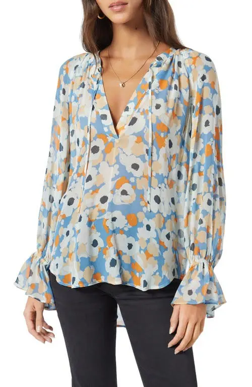 Joie Cecarina Floral Print Silk Popover Blouse