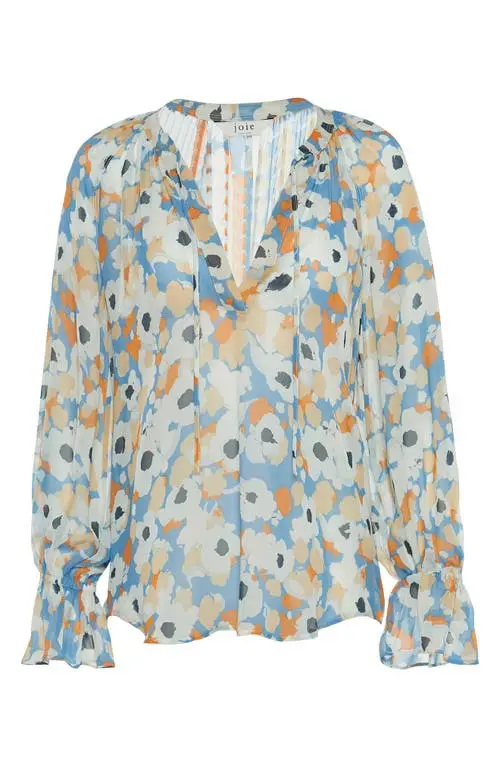 Joie Cecarina Floral Print Silk Popover Blouse