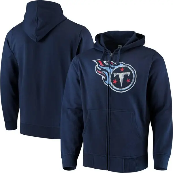 STARTER G-iii Sports Carl Banks Tennessee Titans Primary Logo Full-zip Hoodie - Navy