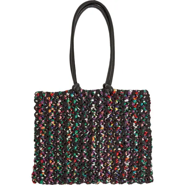 Clare V. Sandy Woven Market Tote - Black Multi