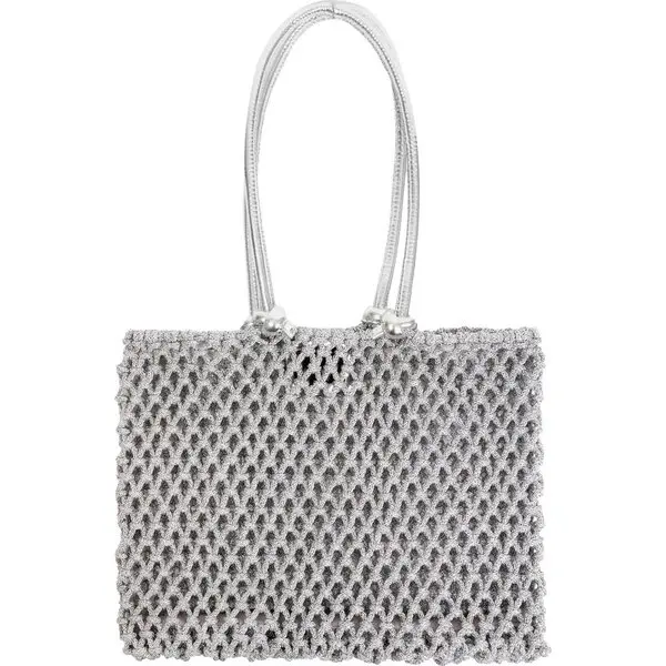 Clare V. Sandy Woven Market Tote - Silver