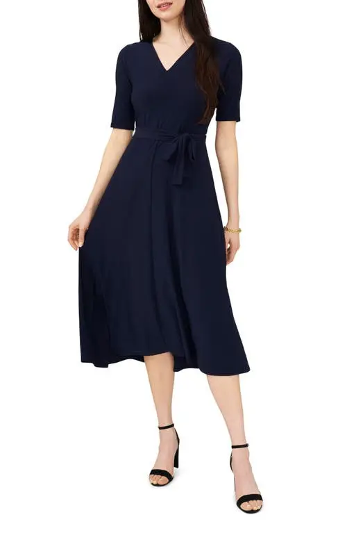 Chaus V-neck Belted Midi Dress - Jbs Navy 418