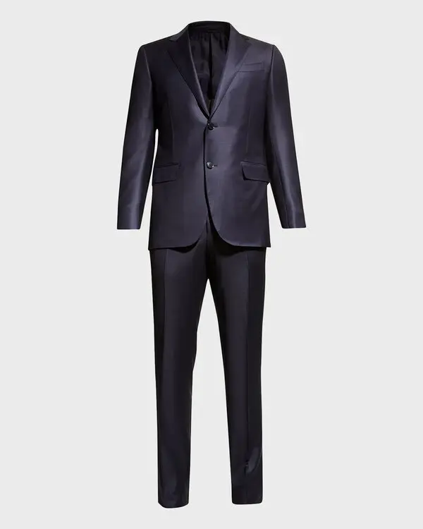 Zegna Wool Tic-weave Suit - Navy