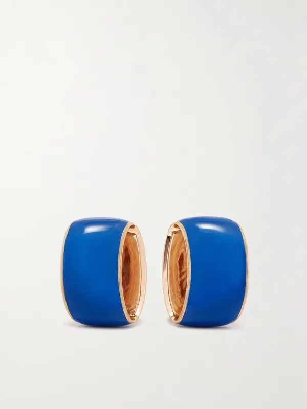 SABBADINI Tokyo 18-karat Bronze And Lacquer Clip-on Earrings - Blue
