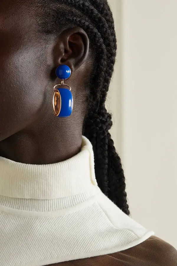 SABBADINI Tokyo 18-karat Bronze And Lacquer Clip-on Earrings