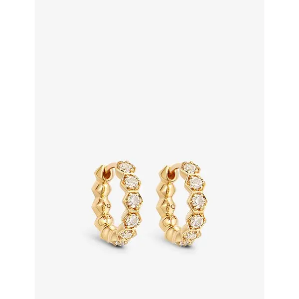 Astley Clarke Deco White Sapphire Huggie Earrings - Yellow Gold Vermeil