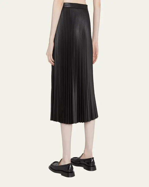 Proenza Schouler White Label Pleated Vegan Leather Skirt - Black