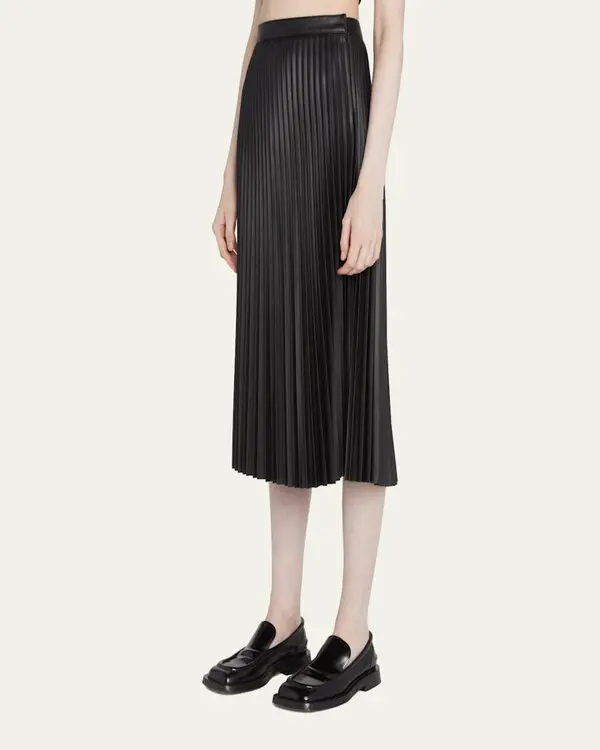 Proenza Schouler White Label Pleated Vegan Leather Skirt - Black