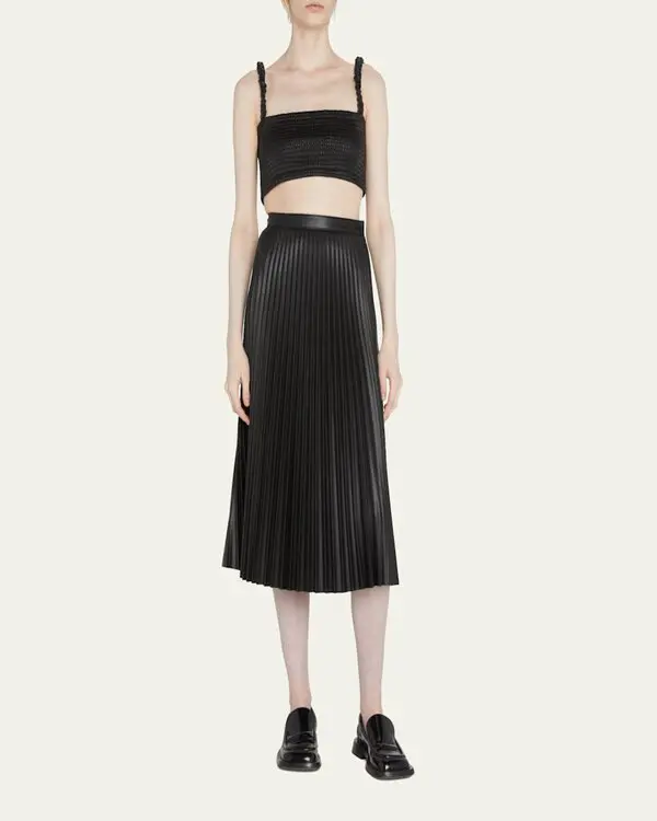 Proenza Schouler White Label Pleated Vegan Leather Skirt - Black