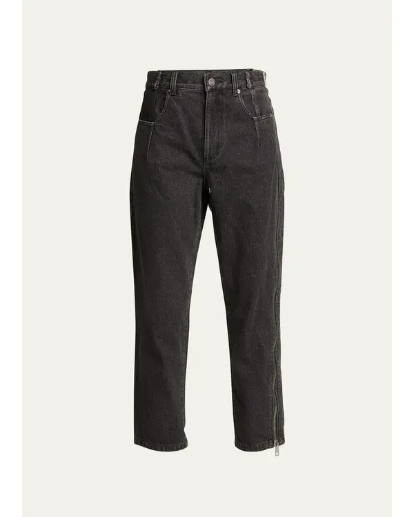 3.1 Phillip Lim Straight-leg Cropped Jeans With Side Zipper Detail - Black
