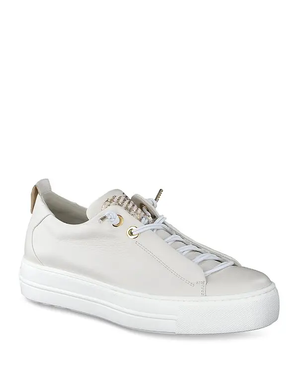Paul Green Faye Platform Sneakers - Ivory Gold Leather