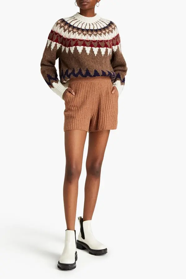 Rag & Bone Maxine Ribbed Merino Woolblend Shorts - Light Brown