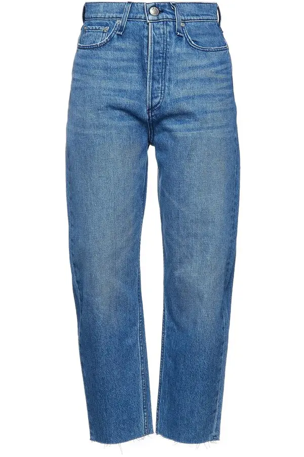 Rag & Bone Cropped Distressed High-rise Straight-leg Jeans