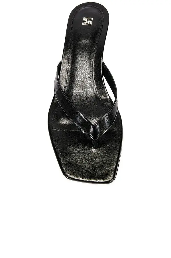 TOTEME Leather Flip Flop Heeled Sandal - Black