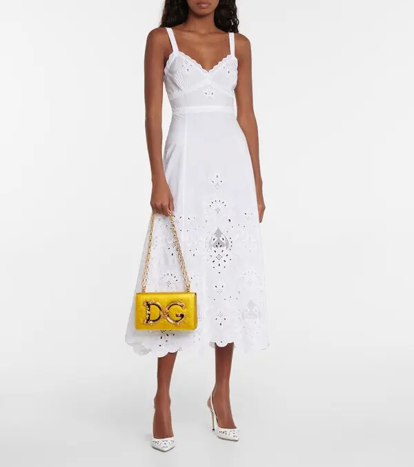 dolcegabbana broderie anglaise cotton poplin maxi dress Dolce & Gabbana Broderie Anglaise Cotton-Blend Dress In White - 30% Off