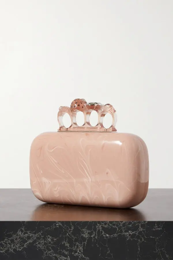 Alexander McQueen Four Ring Marbled Acrylic Clutch