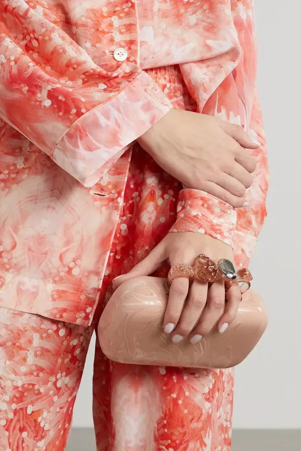 Alexander McQueen Four Ring Marbled Acrylic Clutch