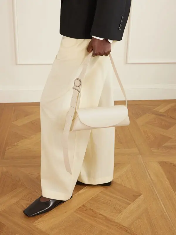 JIL SANDER Cannolo Leather Shoulder Bag - Neutrals