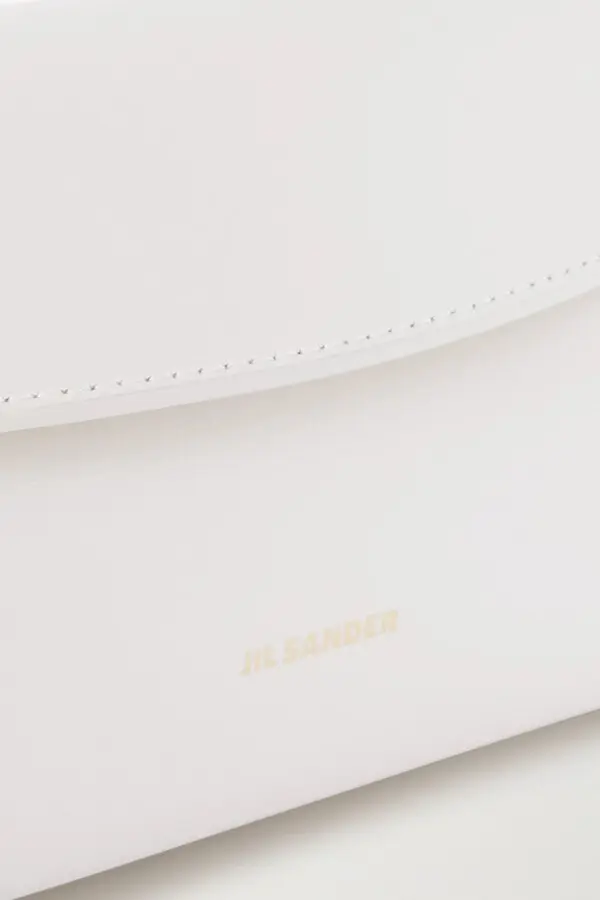 JIL SANDER Cannolo Leather Shoulder Bag - White