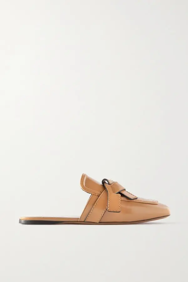 Loewe Gate Knotted Leather Slippers In Brown - 40% Off | Editorialist