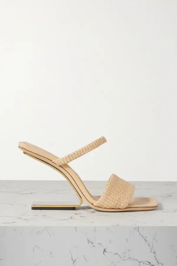Cult Gaia Rene Raffia Mules - Neutrals