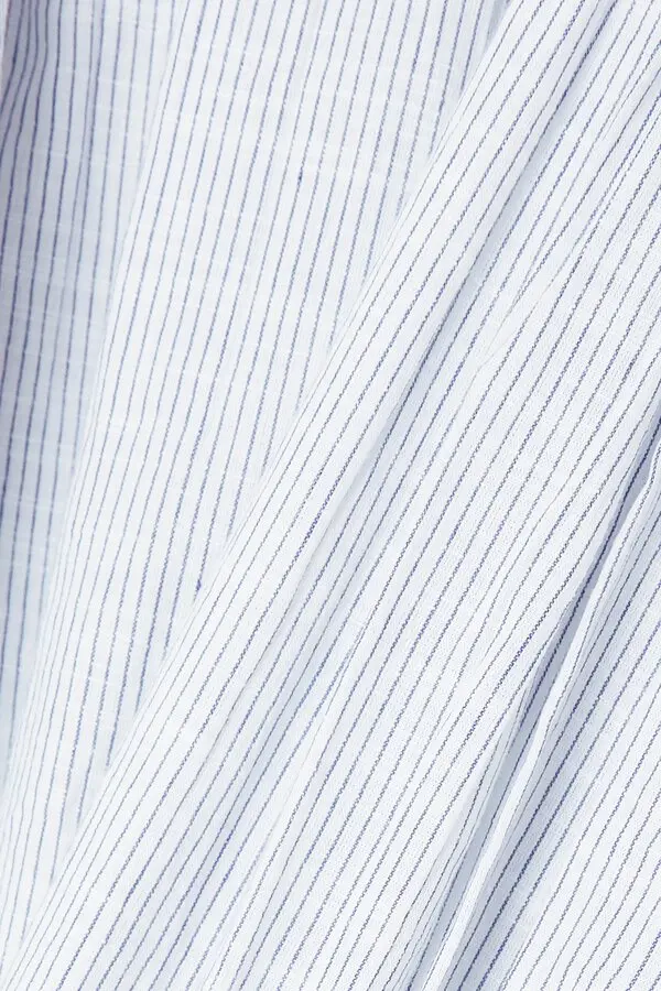NILI LOTAN Miles Gathered Striped Cotton Blouse