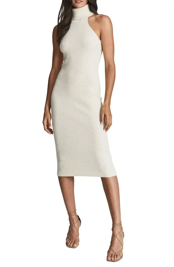 Dress Cream Wool Jumper Knitted Jumper Dress Cream Knotted Dress Cream Cable  Knit V-Neck