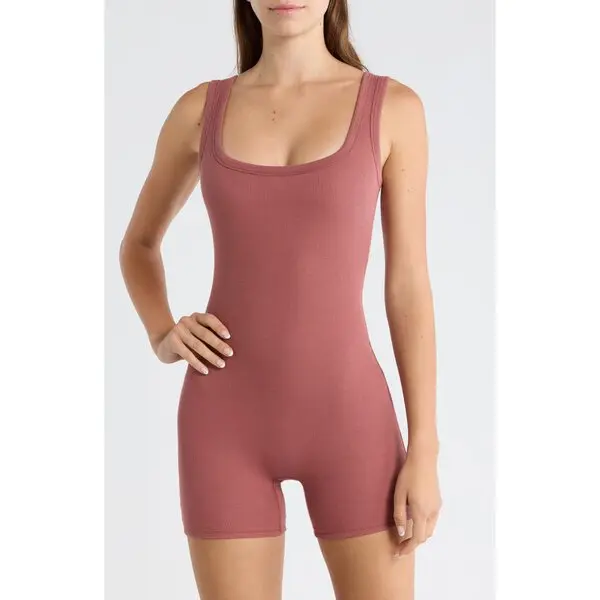 SKIMS Stretch Cotton Rib Romper - Redwood