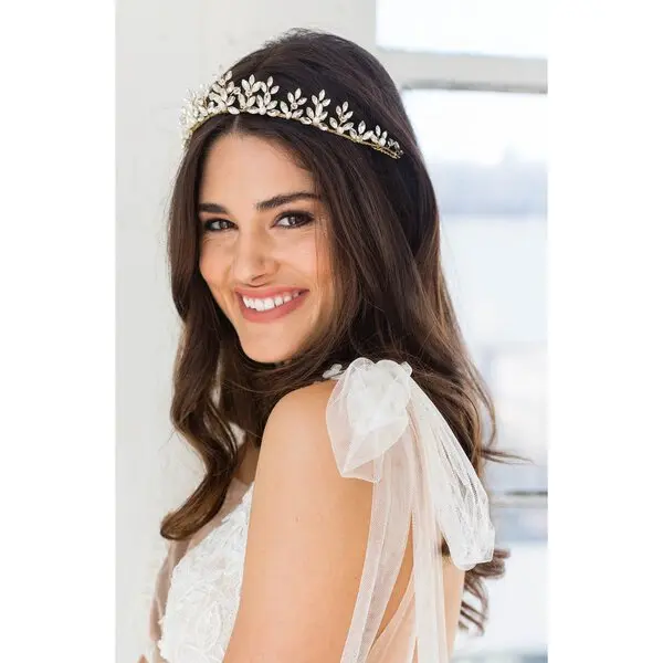 Brides & Hairpins Acacia Crystal And Pearl Crown Comb - Gold