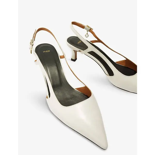 Maje Fayna Pointed-toe Leather Slingback Courts
