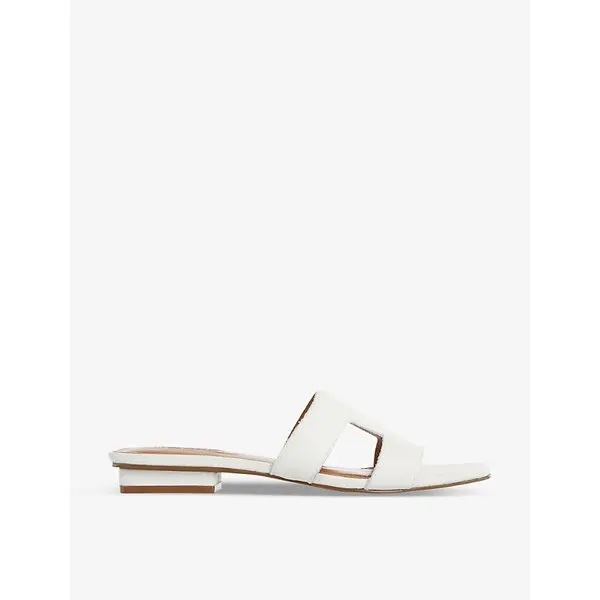 DUNE Loupe Cut-out Leather Sandals - White-leather