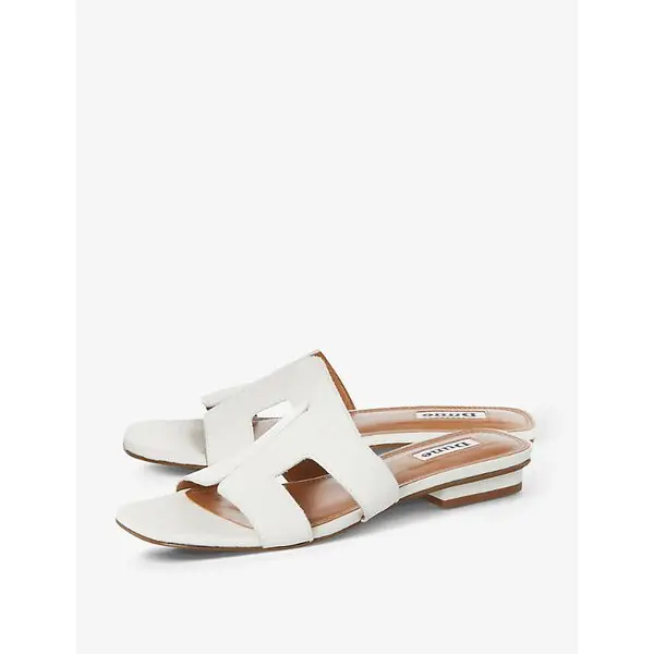 DUNE Loupe Cut-out Leather Sandals - White-leather