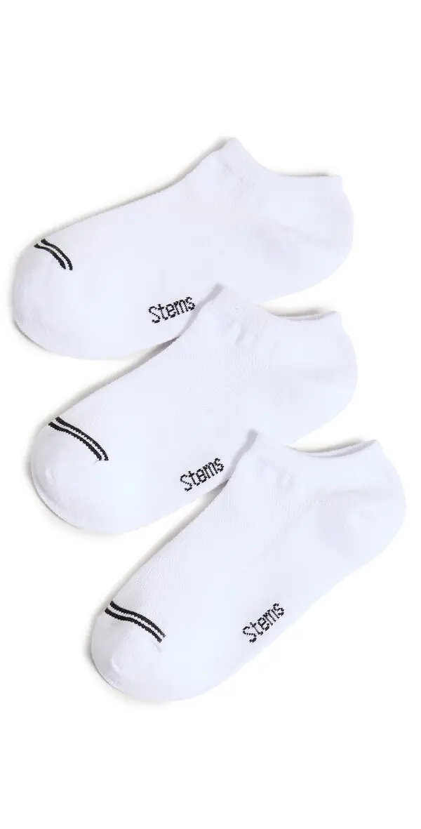 STEMS Three-pack No Show Training Socks - White X 3