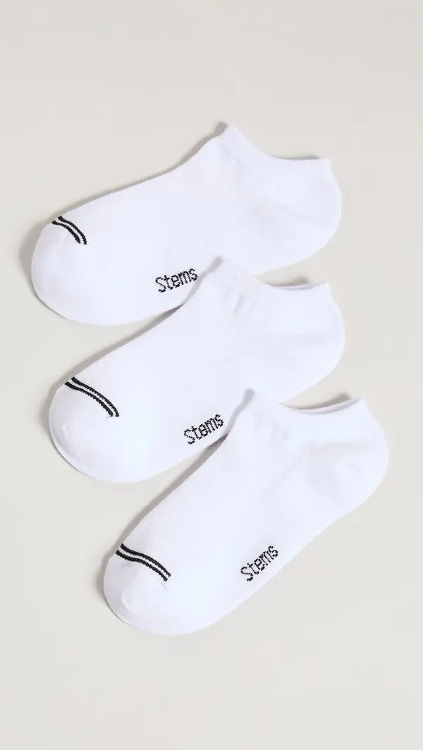 STEMS Three-pack No Show Training Socks - White X 3
