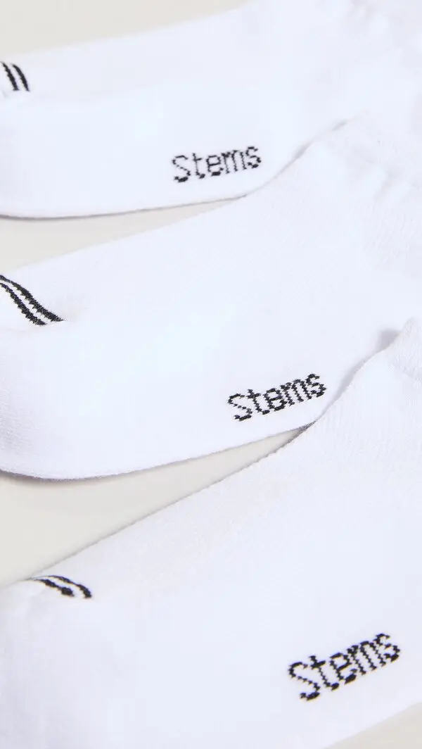 STEMS Three-pack No Show Training Socks - White X 3