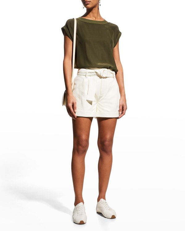 Pleated Lambskin Shorts - Editorialist