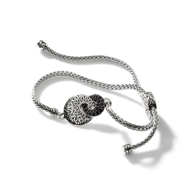 John Hardy Carved Chain Slider Bracelet Pav