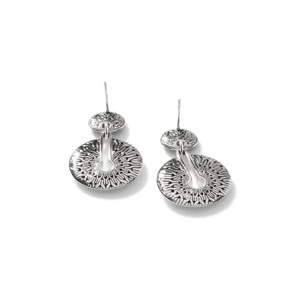 John Hardy Carved Chain Drop Earrings Pav