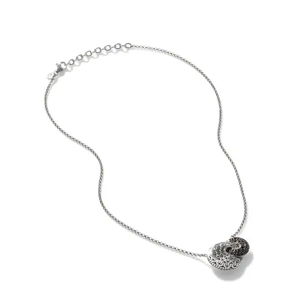 John Hardy Carved Chain Pendant Necklace Pav