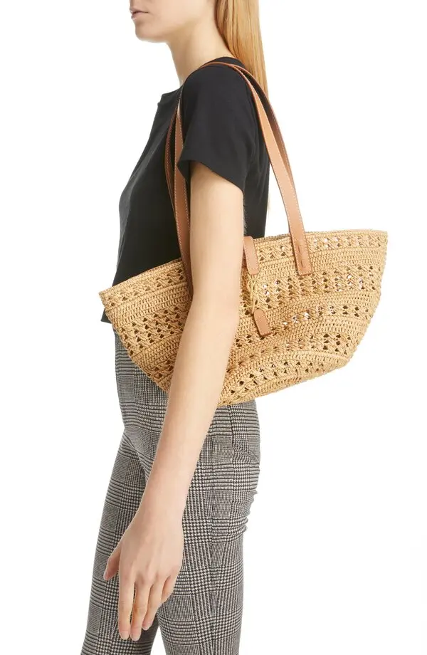 Saint Laurent Small Panier Woven Straw Tote