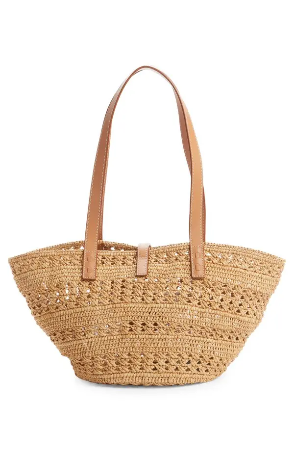 Saint Laurent Small Panier Woven Straw Tote