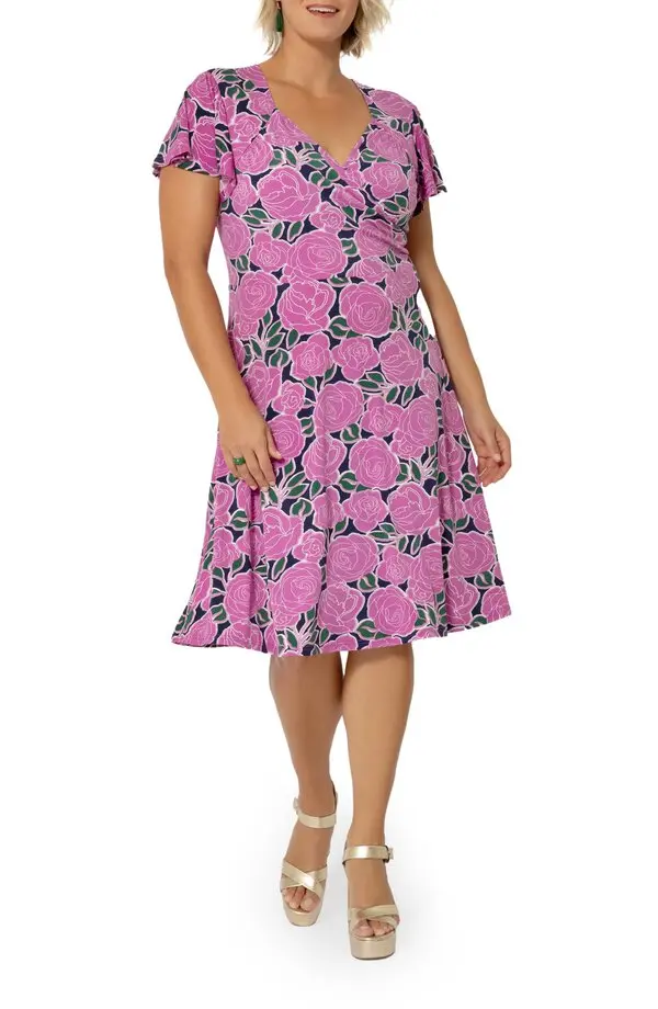 Leota Floral Surplice Neck Jersey Dress In Scrapbook Floral Violet - 32%  Off | Editorialist