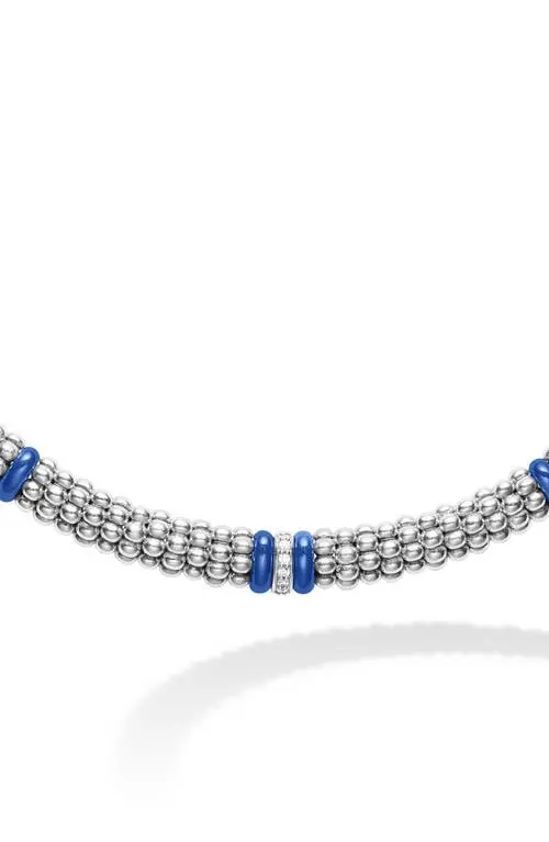 Lagos Blue Caviar Diamond Station Necklace